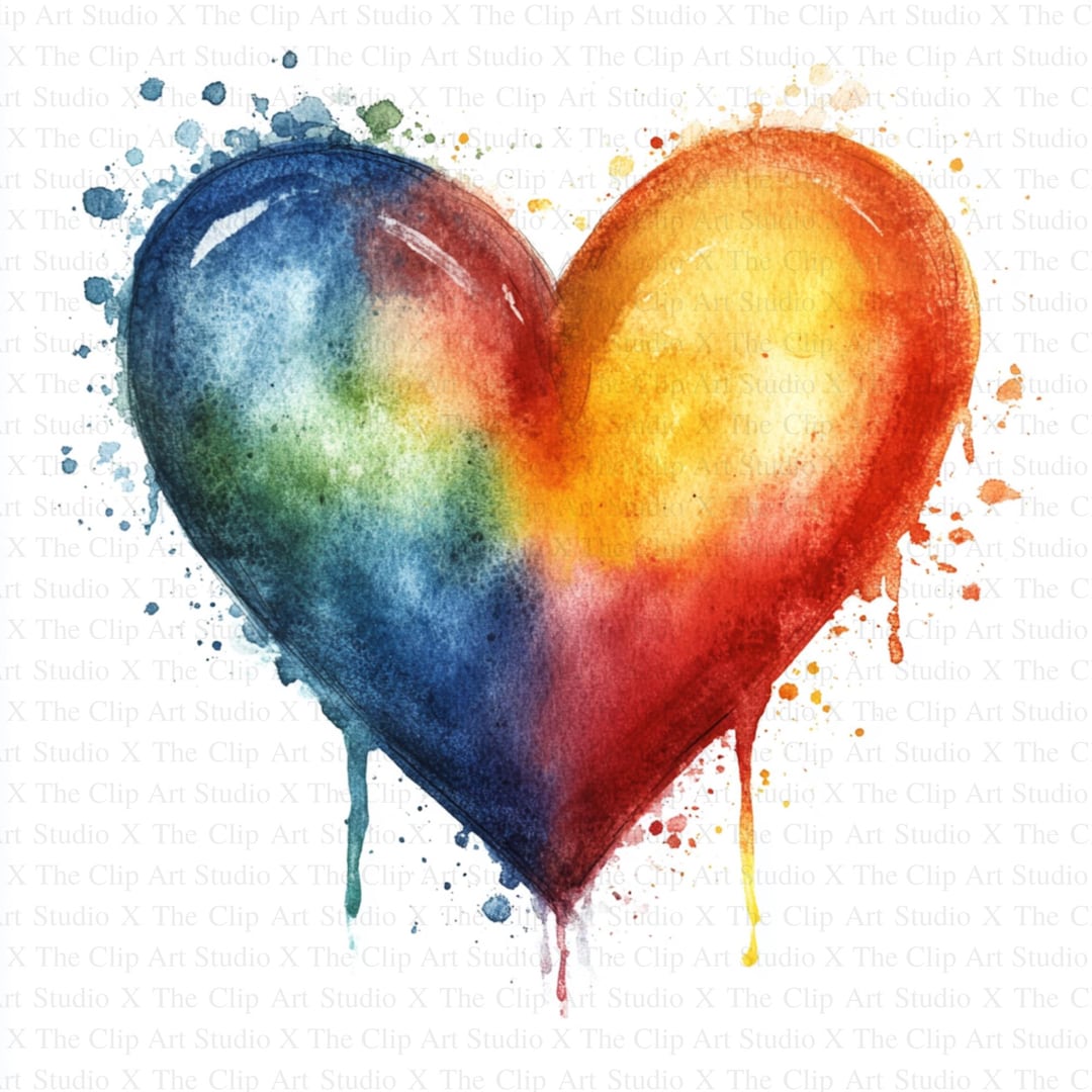 Rainbow Heart Clipart | 10 High Quality Jpgs | Digital Download ...