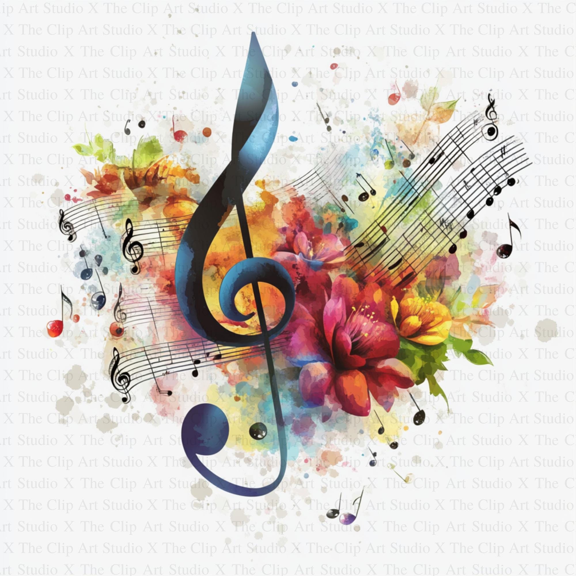 Watercolor Music Notes Clipart 10 High Quality Jpgs Digital Download ...
