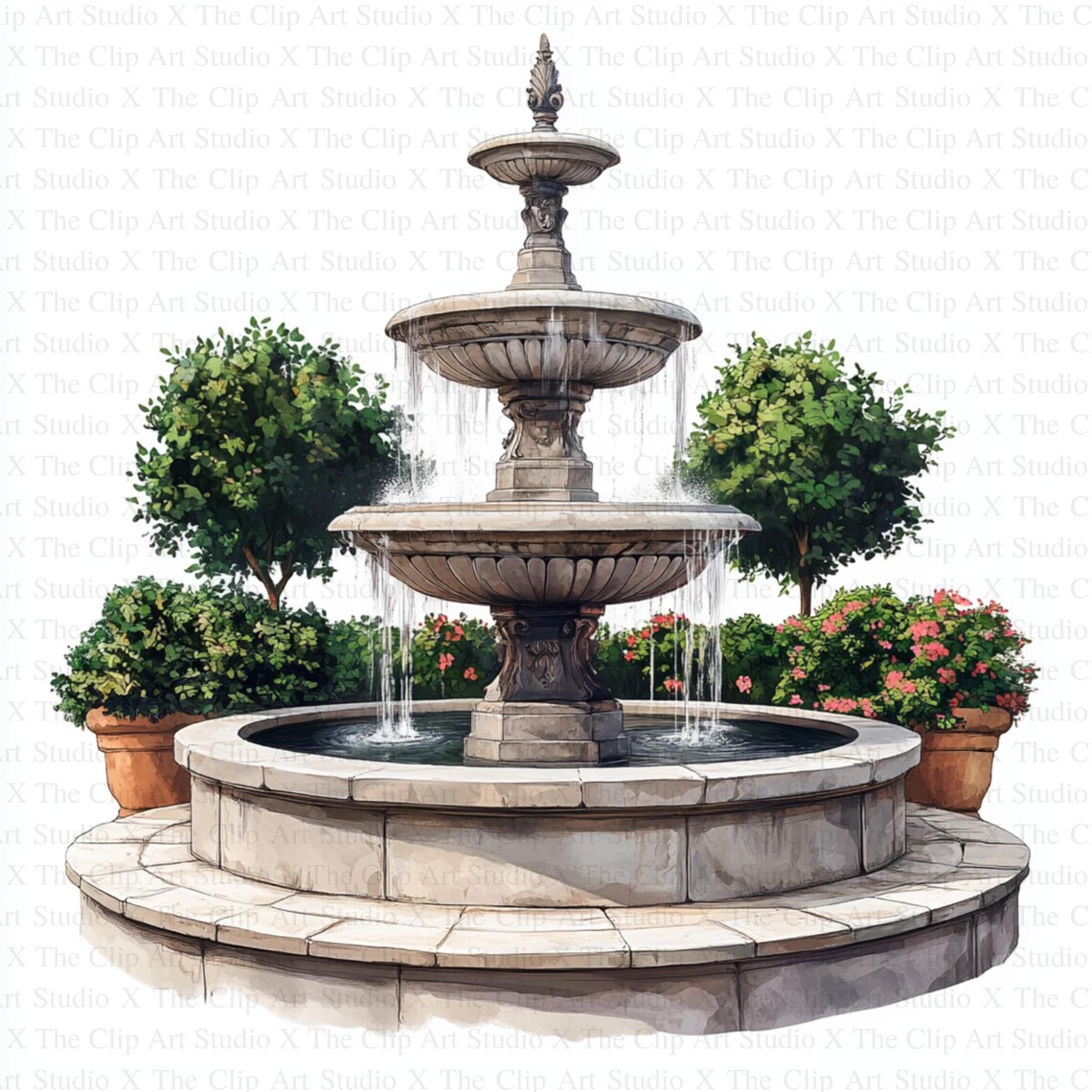 Cloister Fountains Clipart | 10 High Quality Jpgs | Digital Download ...