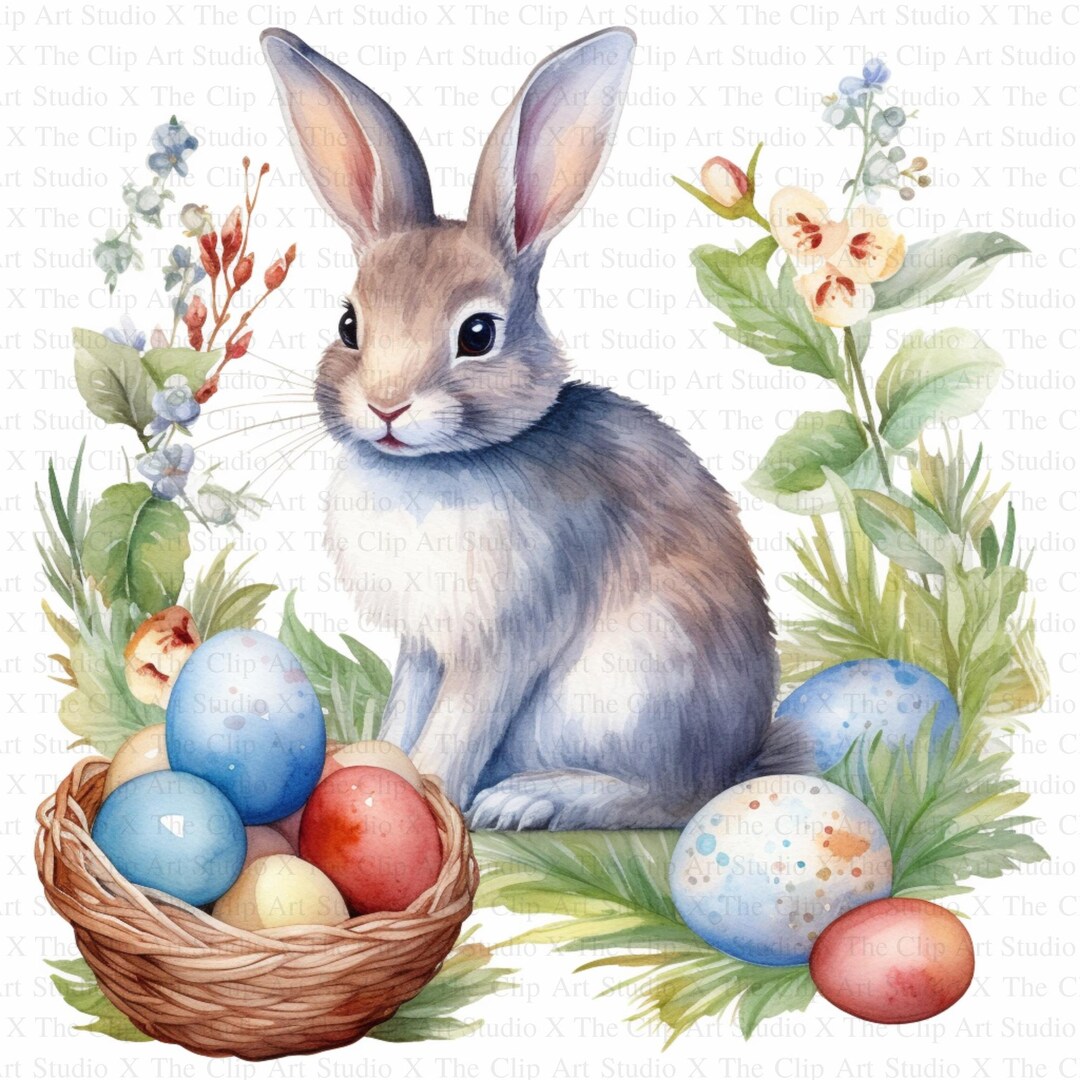 Easter Bunny and Egg Clipart | 10 High Quality Jpgs | Digital Download ...