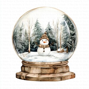 Snowman Christmas Snow Globe Clipart | 10 High Quality Jpgs | Digital ...