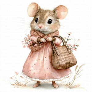 Cute Mouse in Pink Dress Clipart | 10 High Quality JPG | Digital ...
