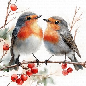 Christmas Robin Love Clipart | 10 High Quality JPG | Digital Download ...