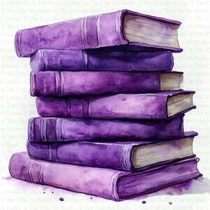 Stack of Purple Books Clipart | 10 High Quality Jpgs | Digital Download ...
