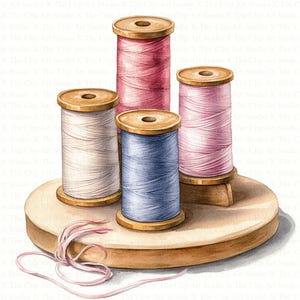 Vintage Spools of Thread Clipart | 10 High Quality Jpgs | Digital ...