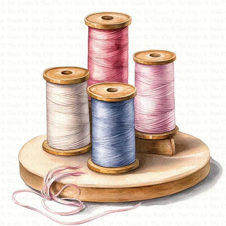Vintage Spools of Thread Clipart | 10 High Quality Jpgs | Digital ...
