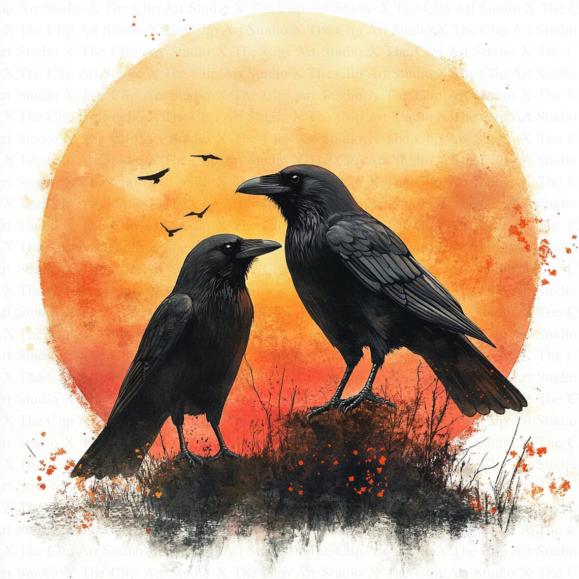 Two Crows Clipart | 10 High Quality Jpgs | Digital Download ...