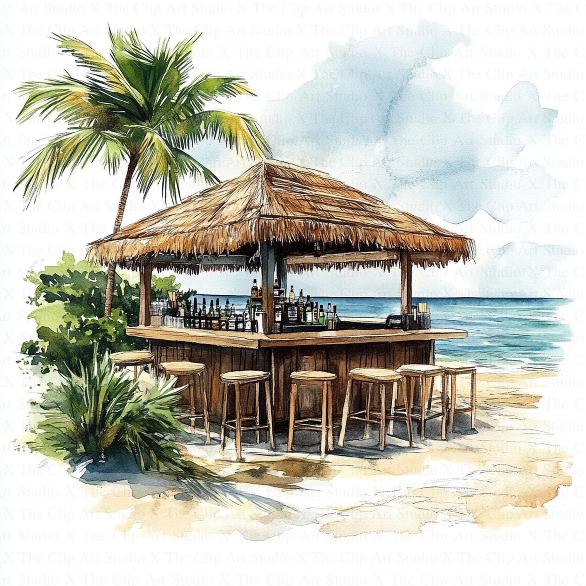 Tropical Bar Clipart | 10 High Quality Jpgs | Digital Download | Beach ...