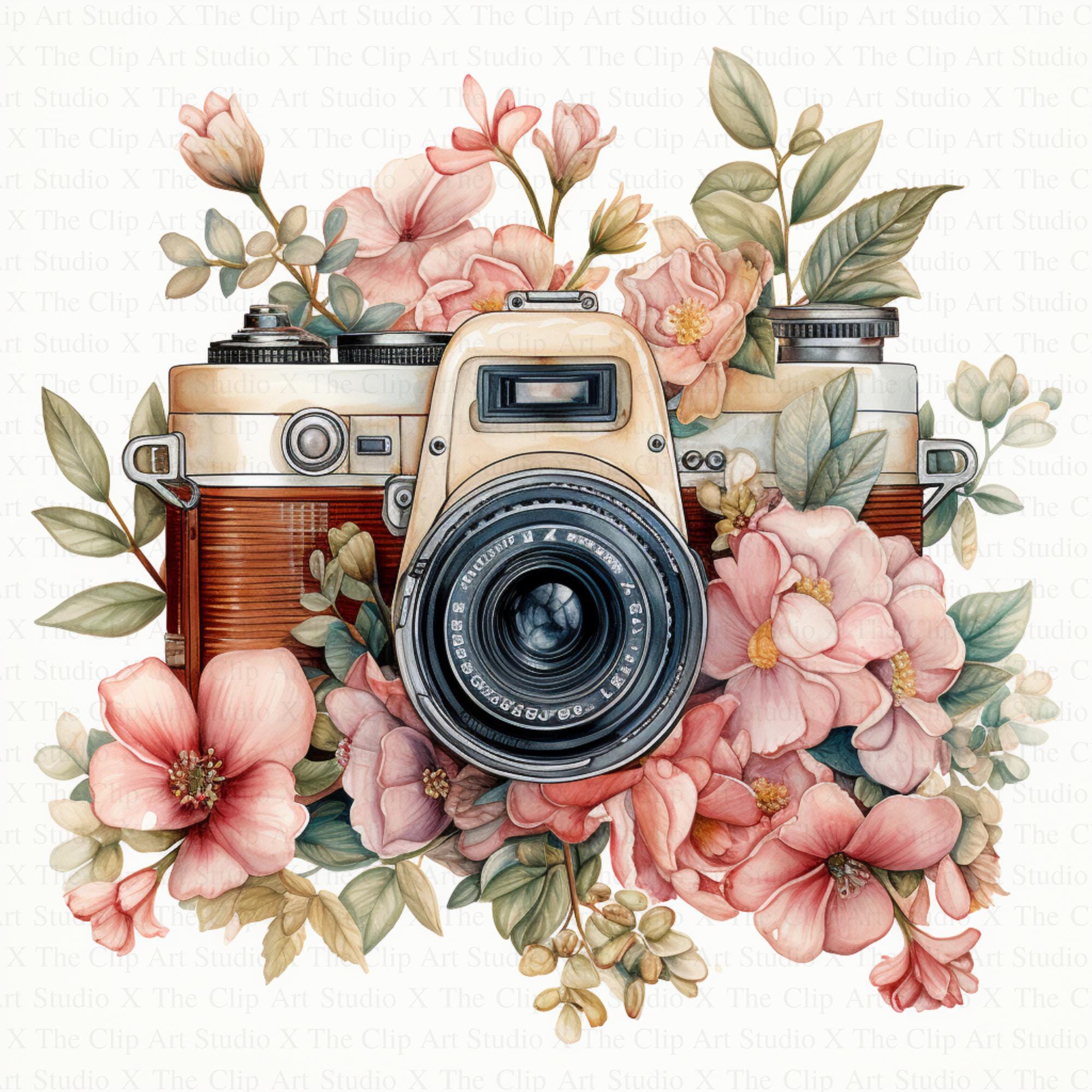 Vintage Floral Camera Clipart 10 High Quality Jpgs Digital Download ...