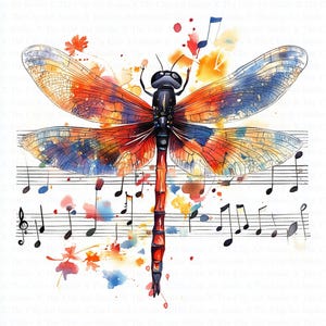 Dragonfly Music Notes Clipart | 10 High Quality JPG | Digital Download ...