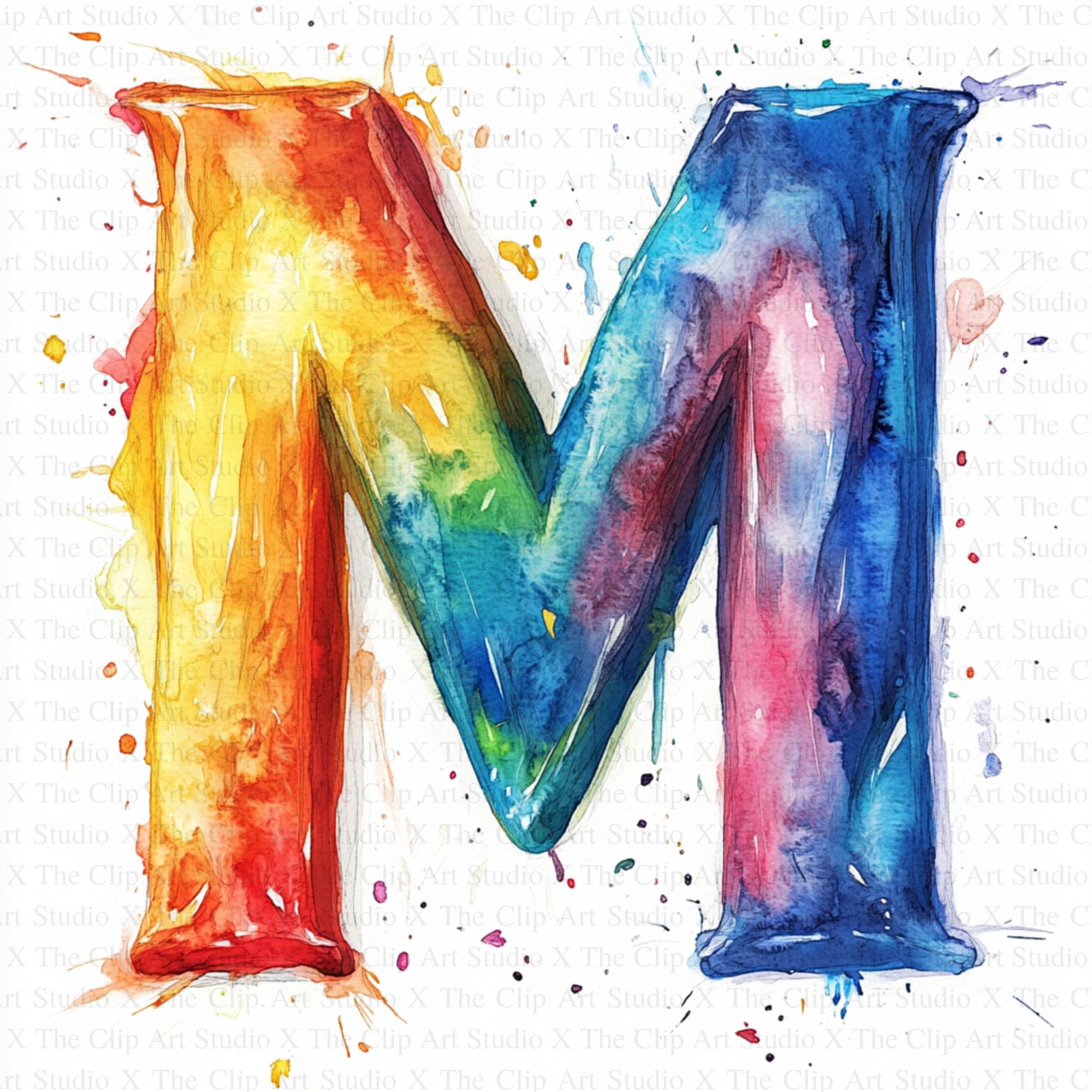 Letter M Clipart 10 High Quality Jpgs Digital Download Nursery Art Card ...