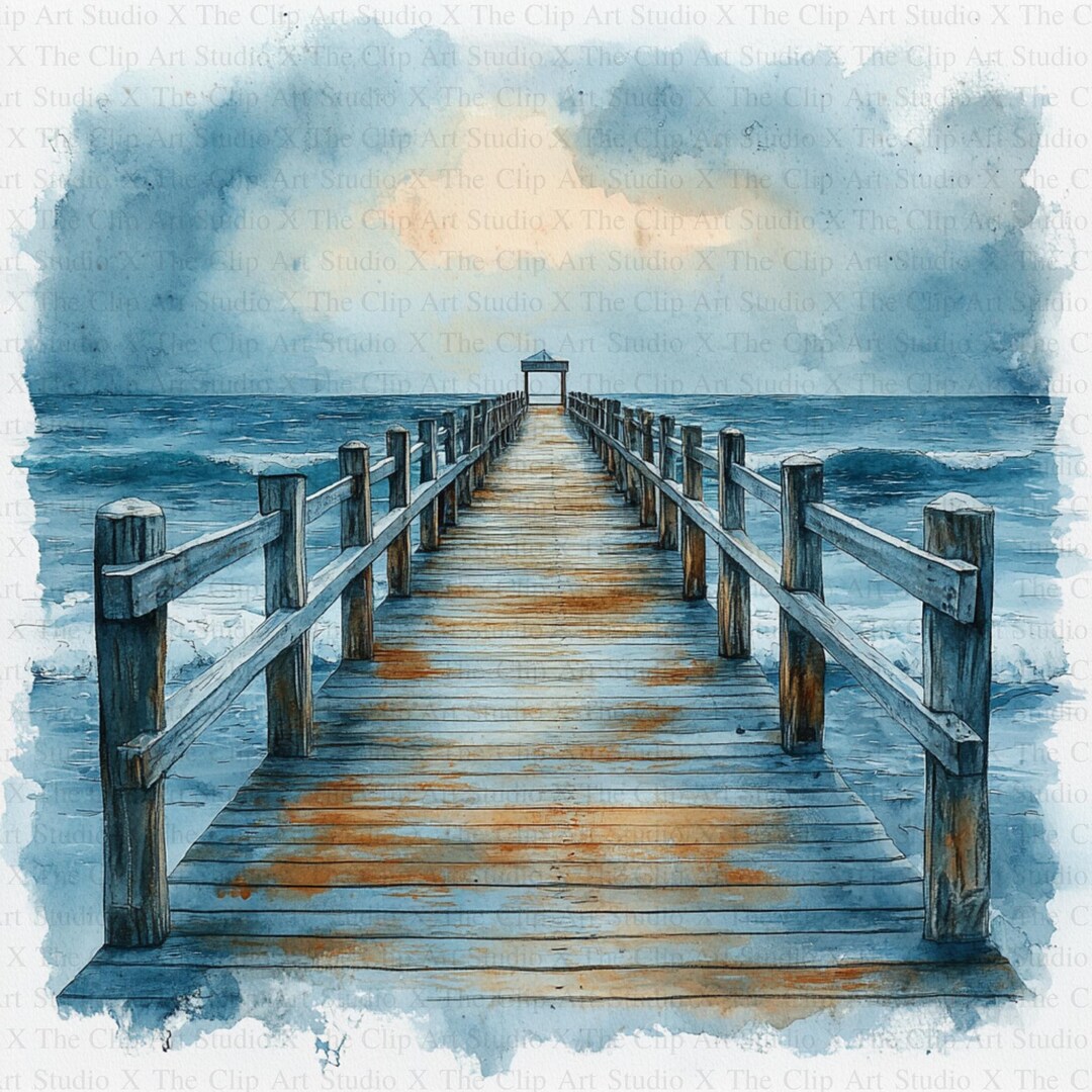 Sea Pier Clipart | 10 High Quality Jpgs | Digital Download | Card ...