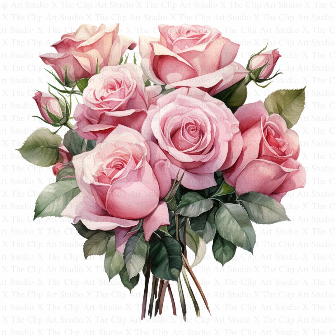 Roses Bouquet Clipart | 10 High Quality Jpgs | Digital Download | Paper ...