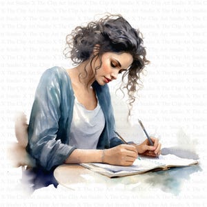 Woman Writing Clipart 10 High Quality Jpgs Digital Download Paper Craft ...