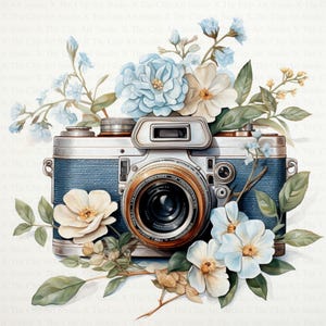 Vintage Floral Camera Clipart 10 High Quality Jpgs Digital Download ...
