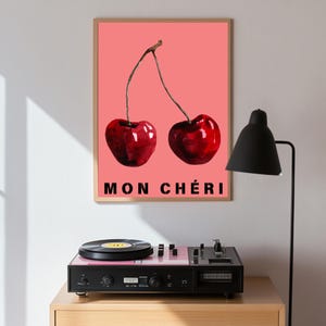 Pink Cherry Pair Poster – Sweet Valentine Printable Wall Art | Digital ...