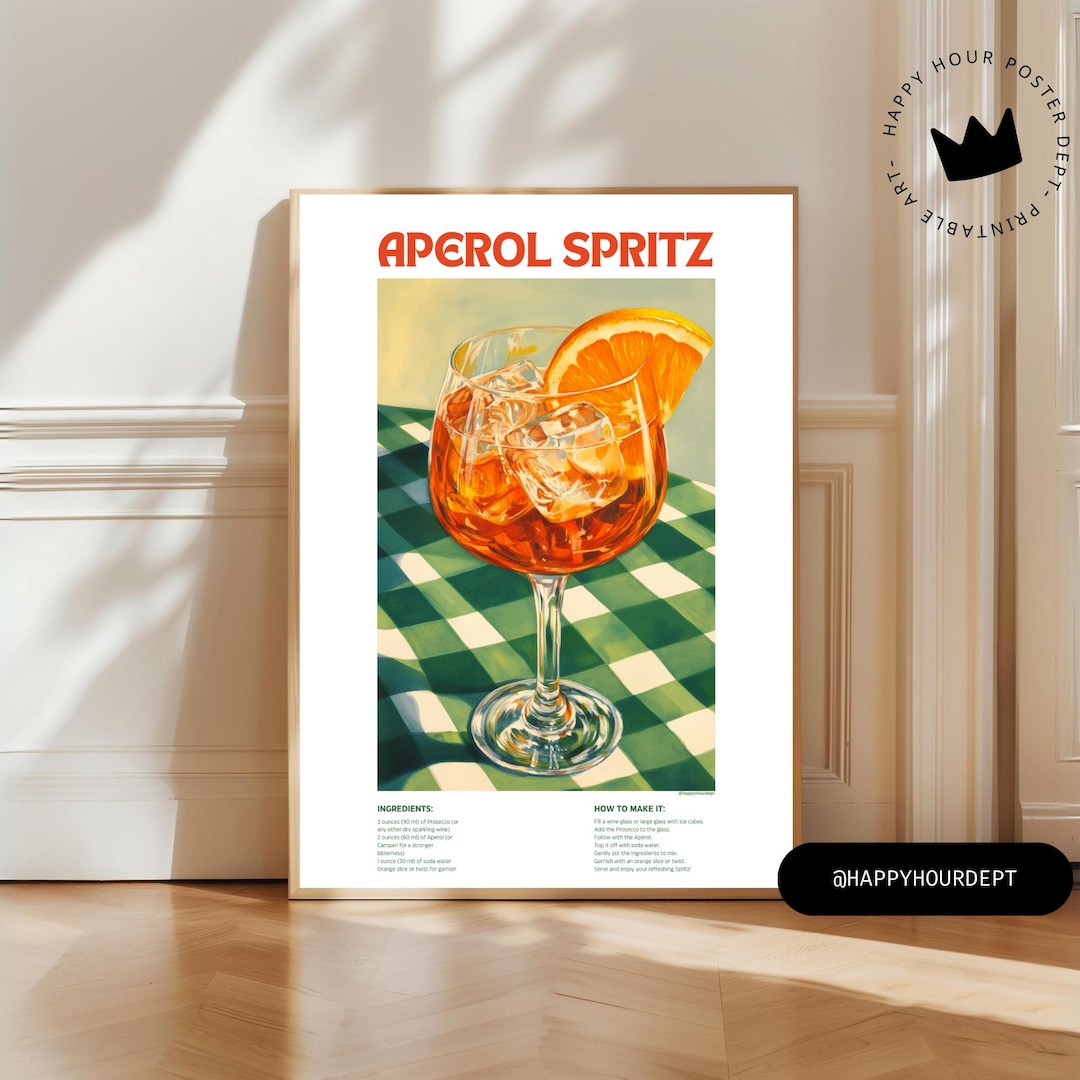 Aperol Spritz Poster| Aperol Classic | Printable Cocktail Recipe Wall ...