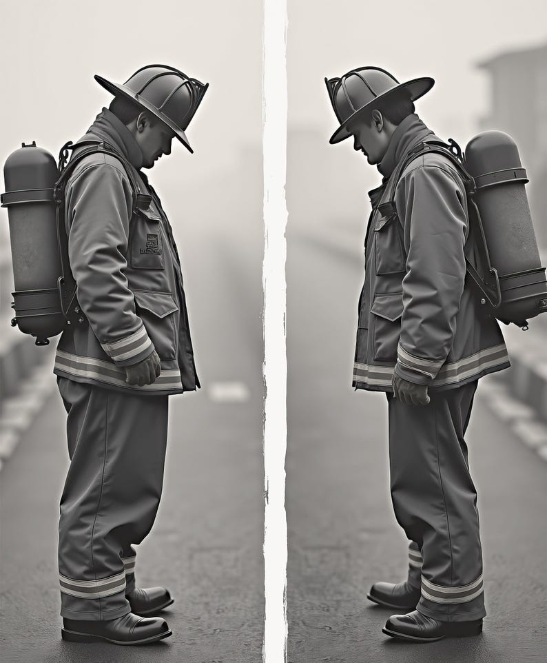 Fireman Digital Download Vintage Black and White Wall Art Print ...