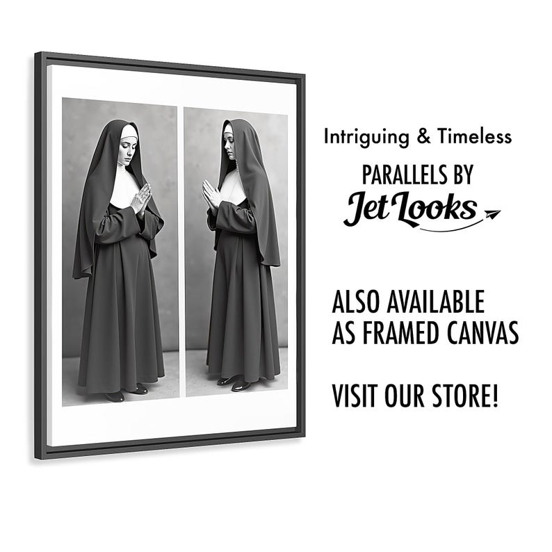 Nun Digital Download Vintage Black and White Wall Art Print Intriguing ...