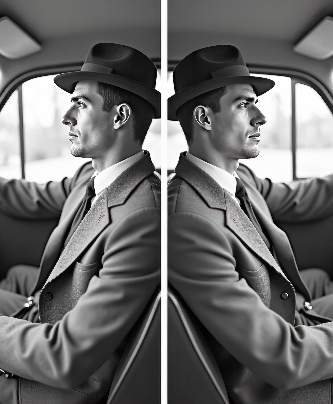 Man Driving Digital Download Vintage Black and White Wall Art Print ...