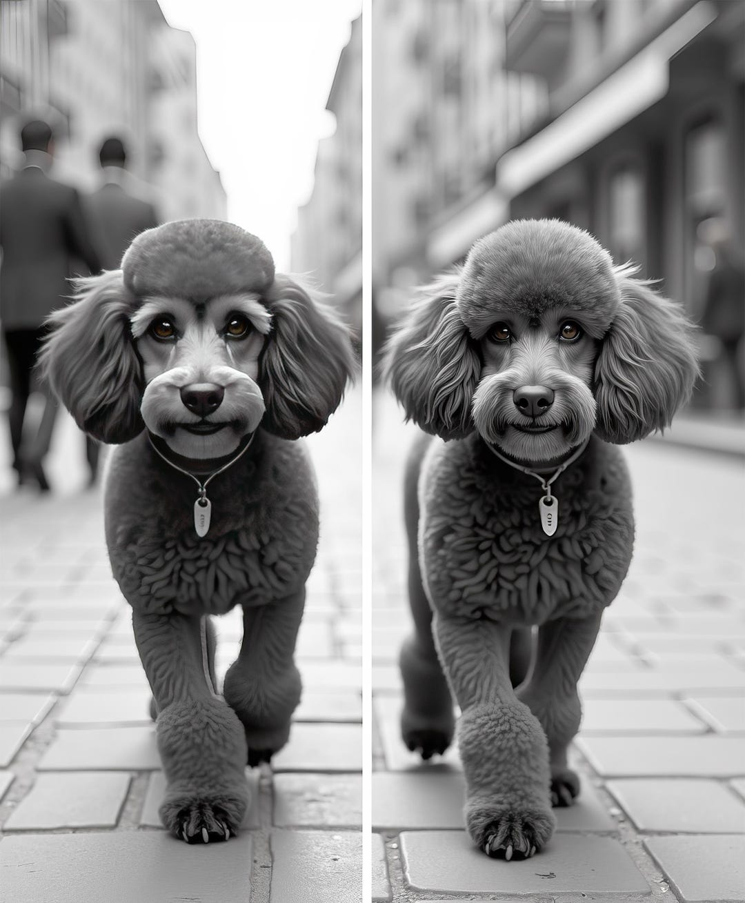 Poodle Walk Digital Download Vintage Black and White Wall Art Print ...