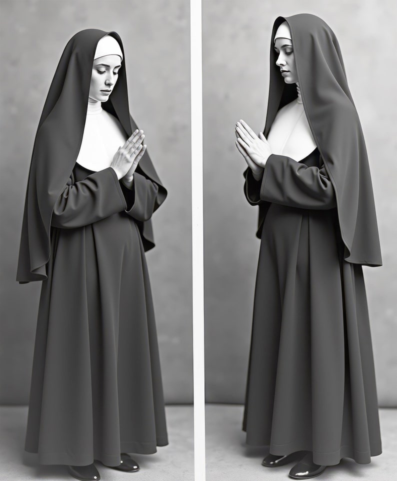 Nun Digital Download Vintage Black and White Wall Art Print Intriguing ...