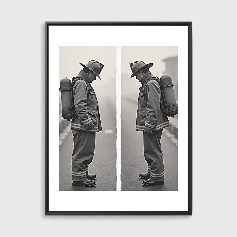 Vintage Firefighter Photo Print, Black and White, 1920s Decor (digital ...