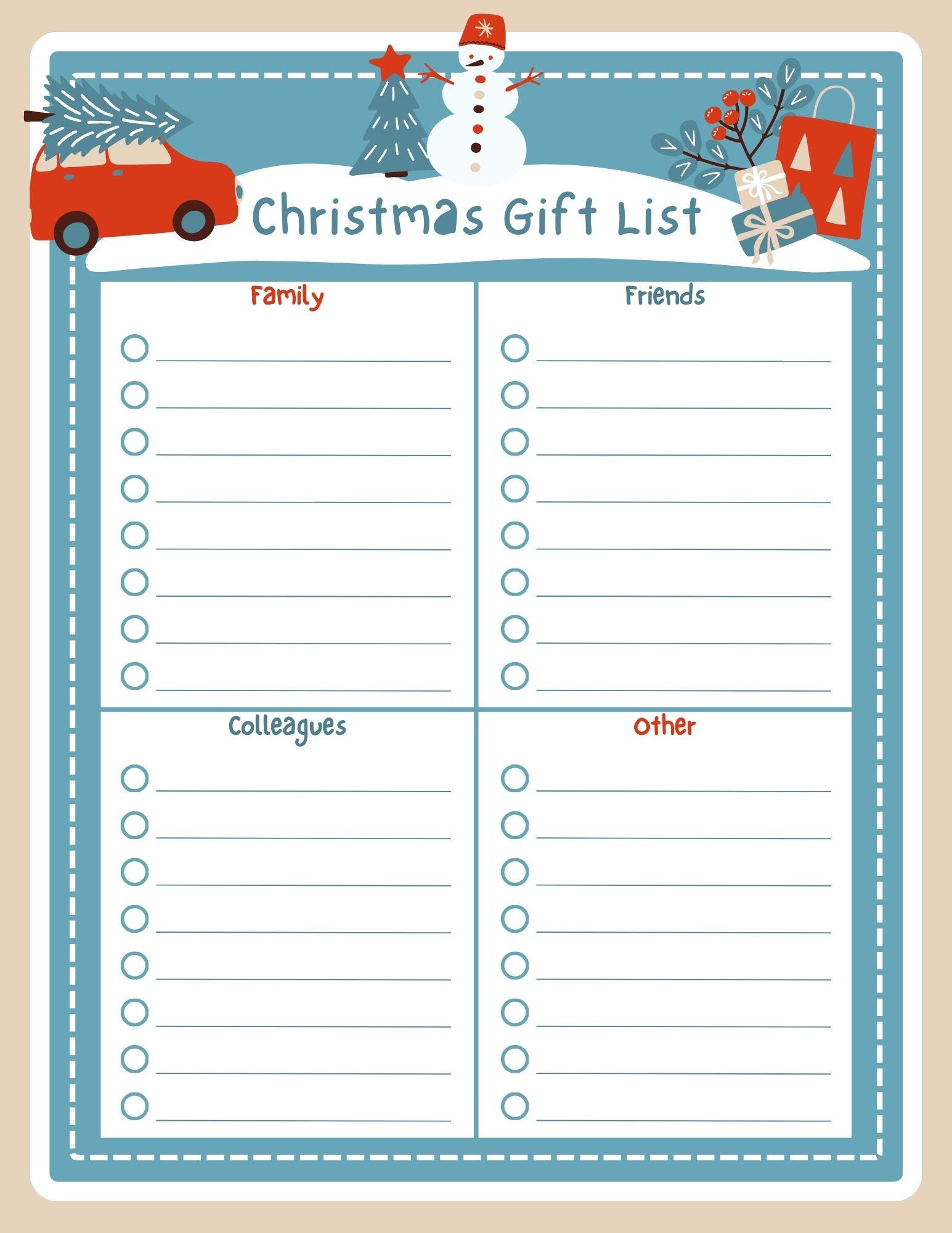 Christmas Gift List - Etsy