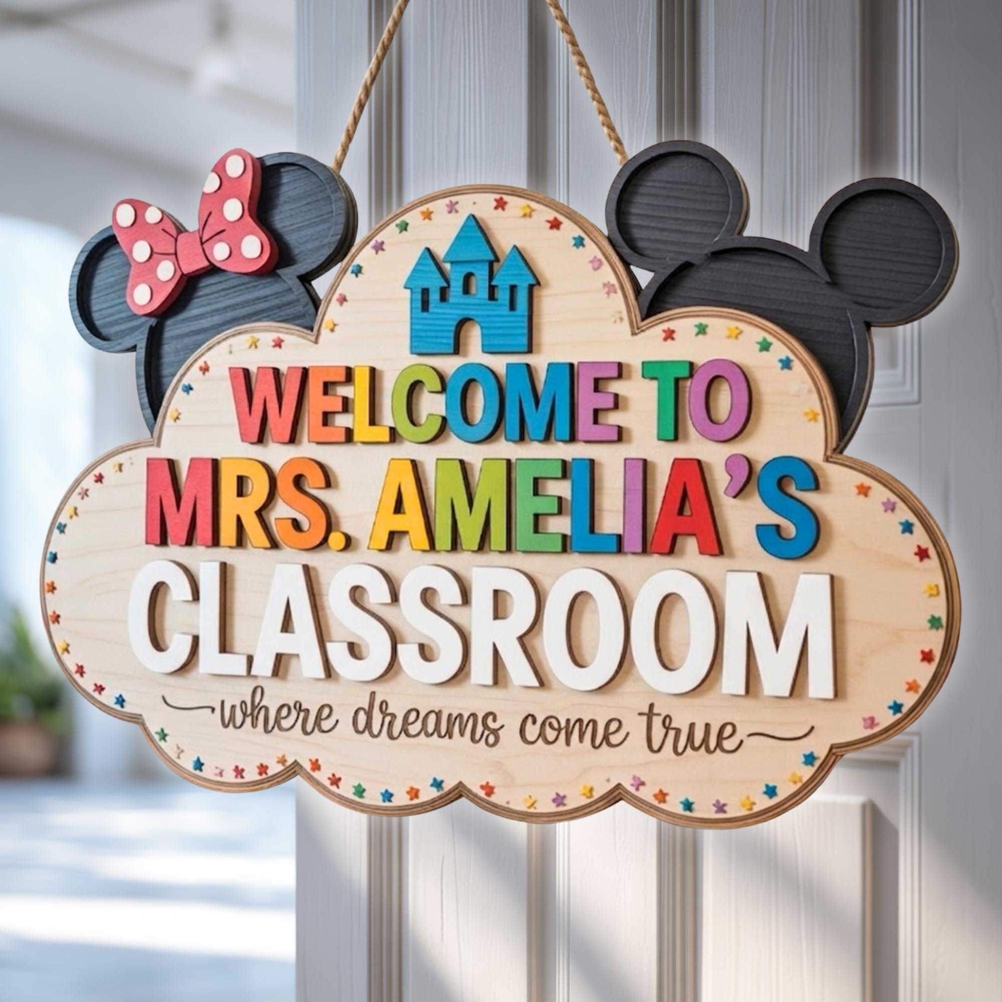 Custom Disney Teacher Welcome 3D Door Sign,disney Teacher Gift, Teacher ...