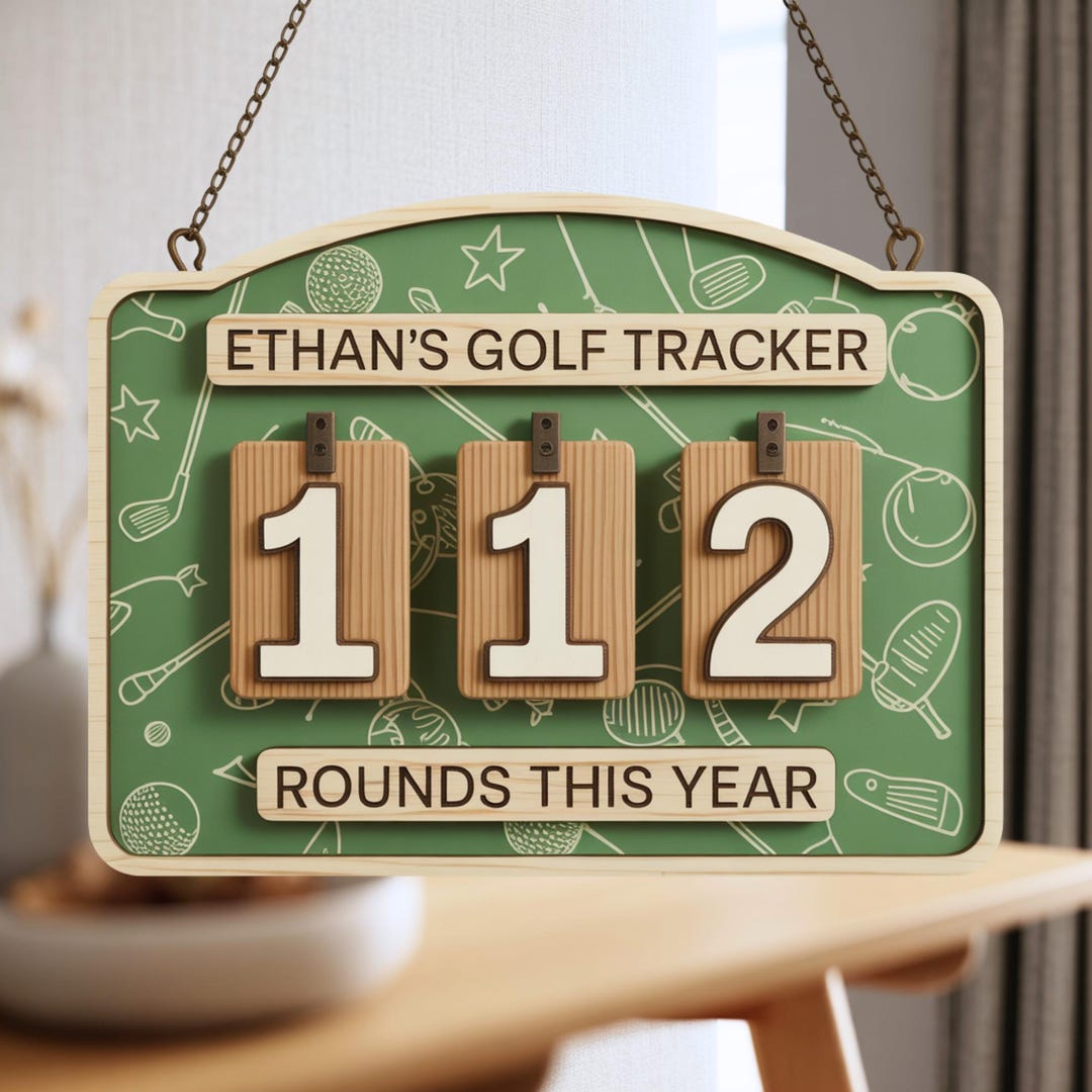 Custom Golf Rounds Tracker Sign, Golf Lover Gift, Golf Room Decor ...