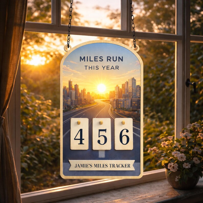 Custom Miles Run This Year Tracker Sign, Personalized Wooden Running ...