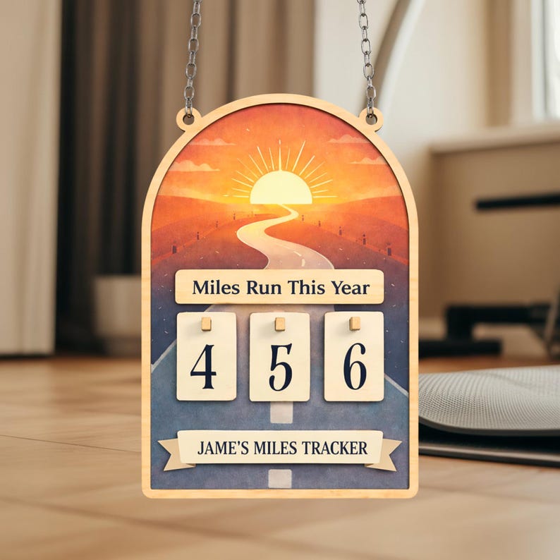 Custom Miles Run This Year Tracker Sign, Personalized Wooden Running ...