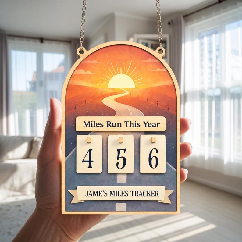 Custom Miles Run This Year Tracker Sign, Personalized Wooden Running ...