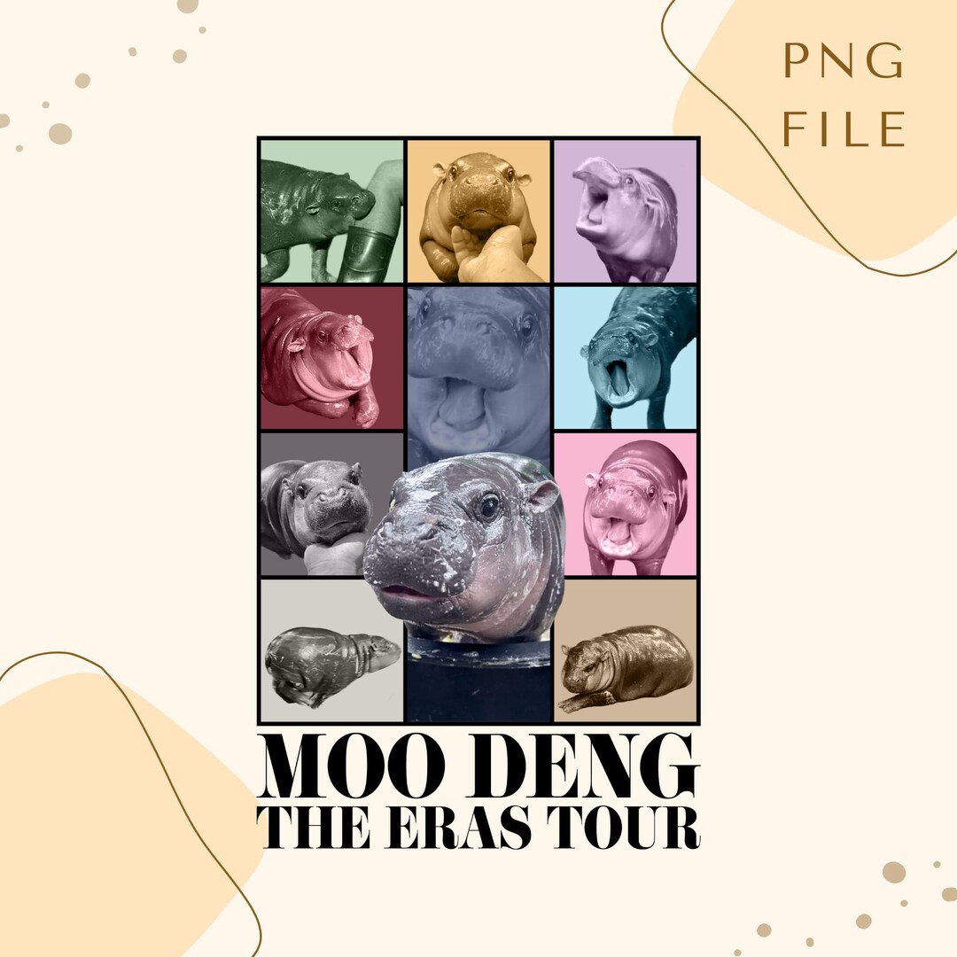 Moo Deng Era Tour Png, Cute Baby Hippo Moo Deng Bouncy Pig in Thai ...