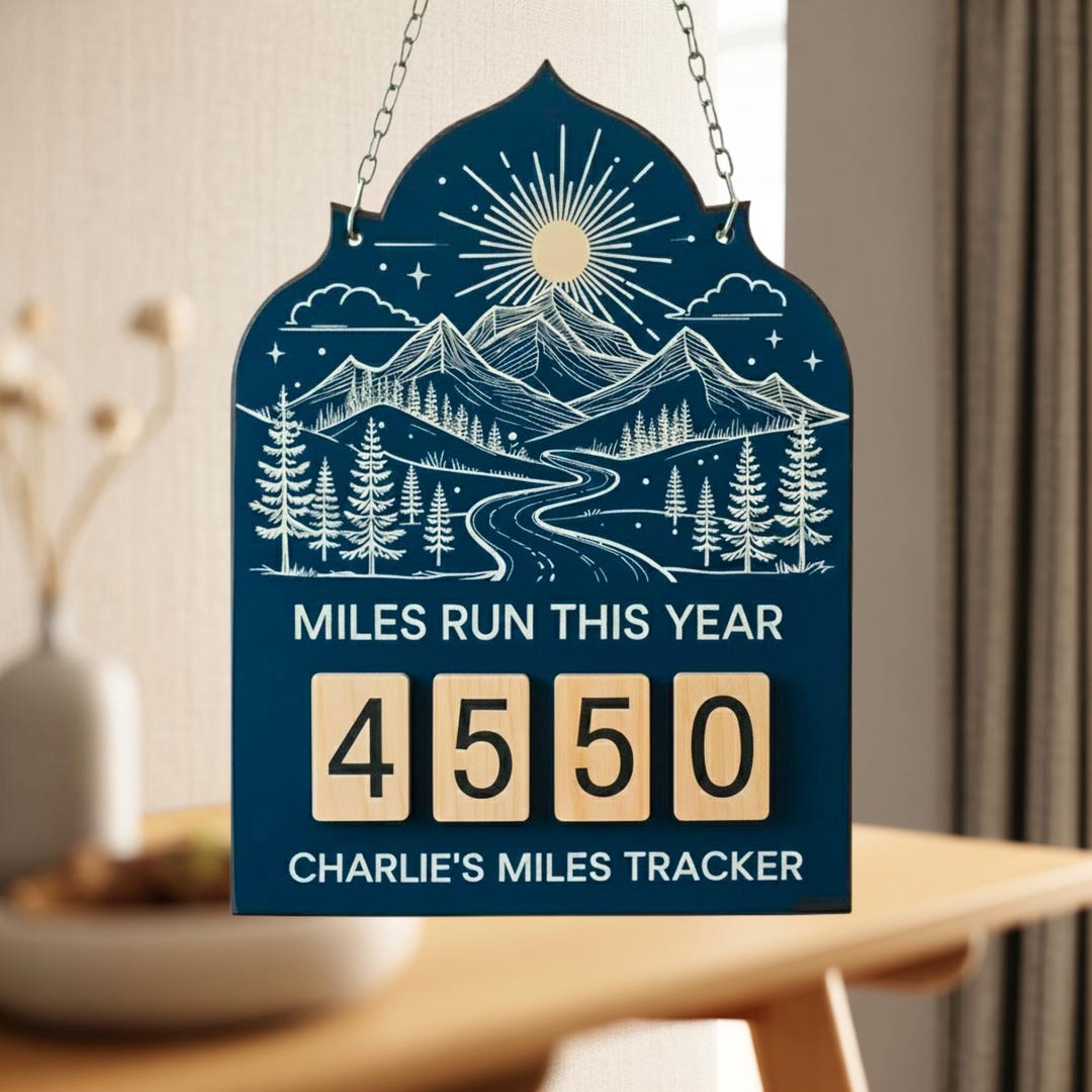 Personalized Running Miles Tracker Sign, Running Log Sign, Yearly ...