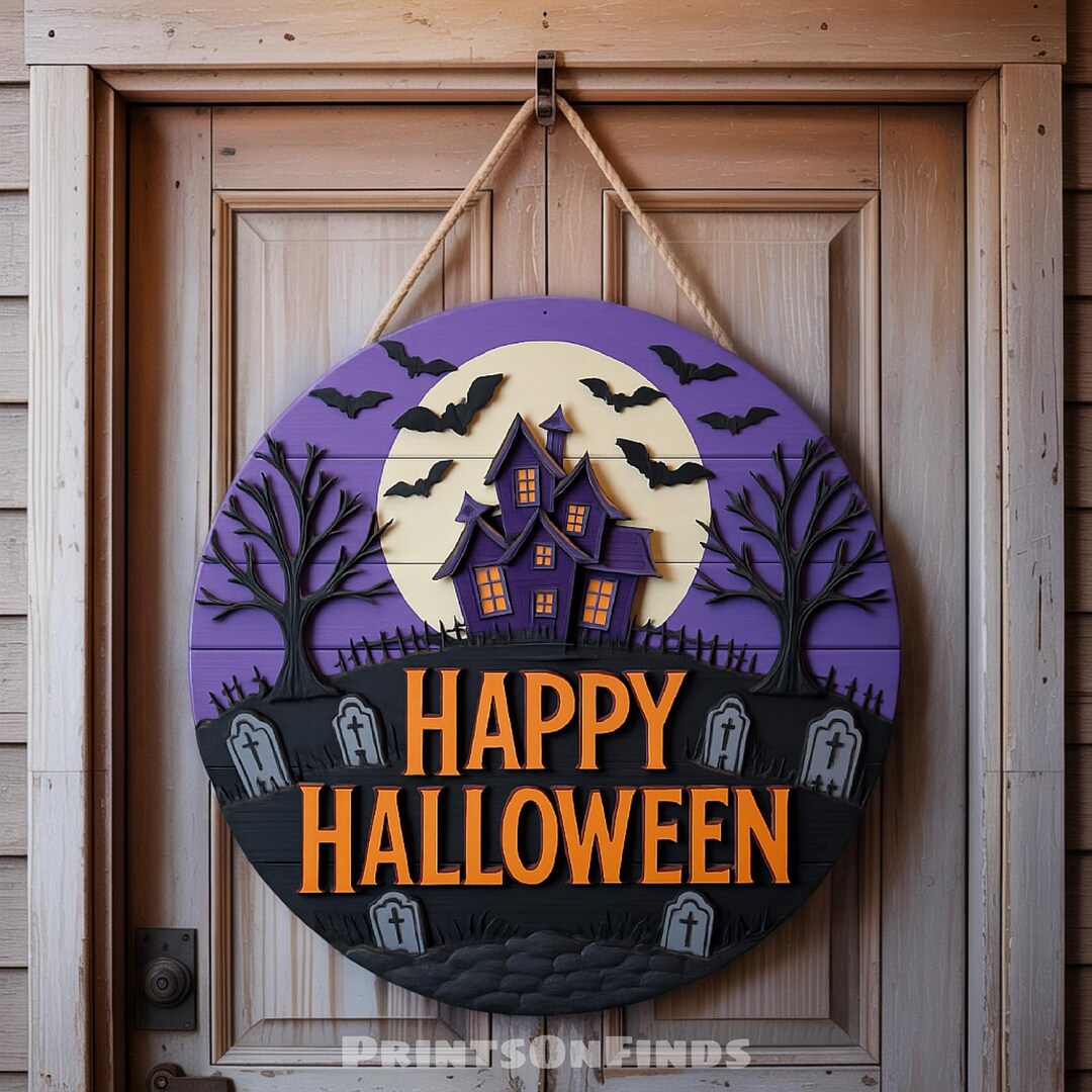 Happy Halloween Door Sign, Halloween Welcome Sign, Happy Halloween Door ...