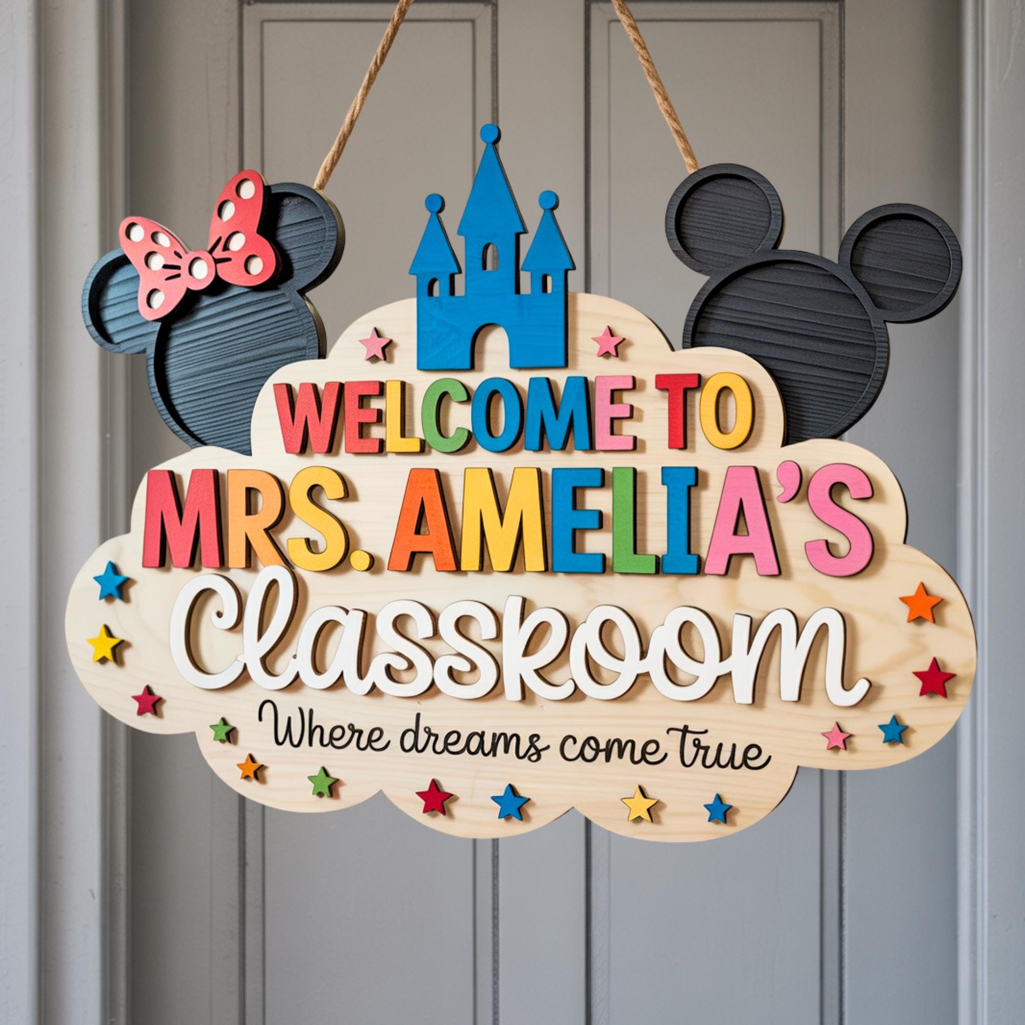 Custom Disney Teacher Welcome 3D Door Sign, Disney Class Wall Decor ...