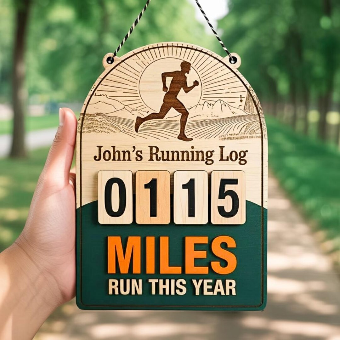 Personalized Running Miles Tracker Sign, Running Log Sign, Yearly ...