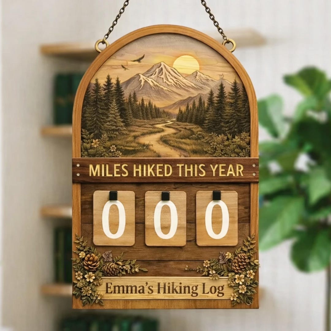Custom Hiking Log Sign, Miles Hiking Tracker, Personalized Outdoor ...