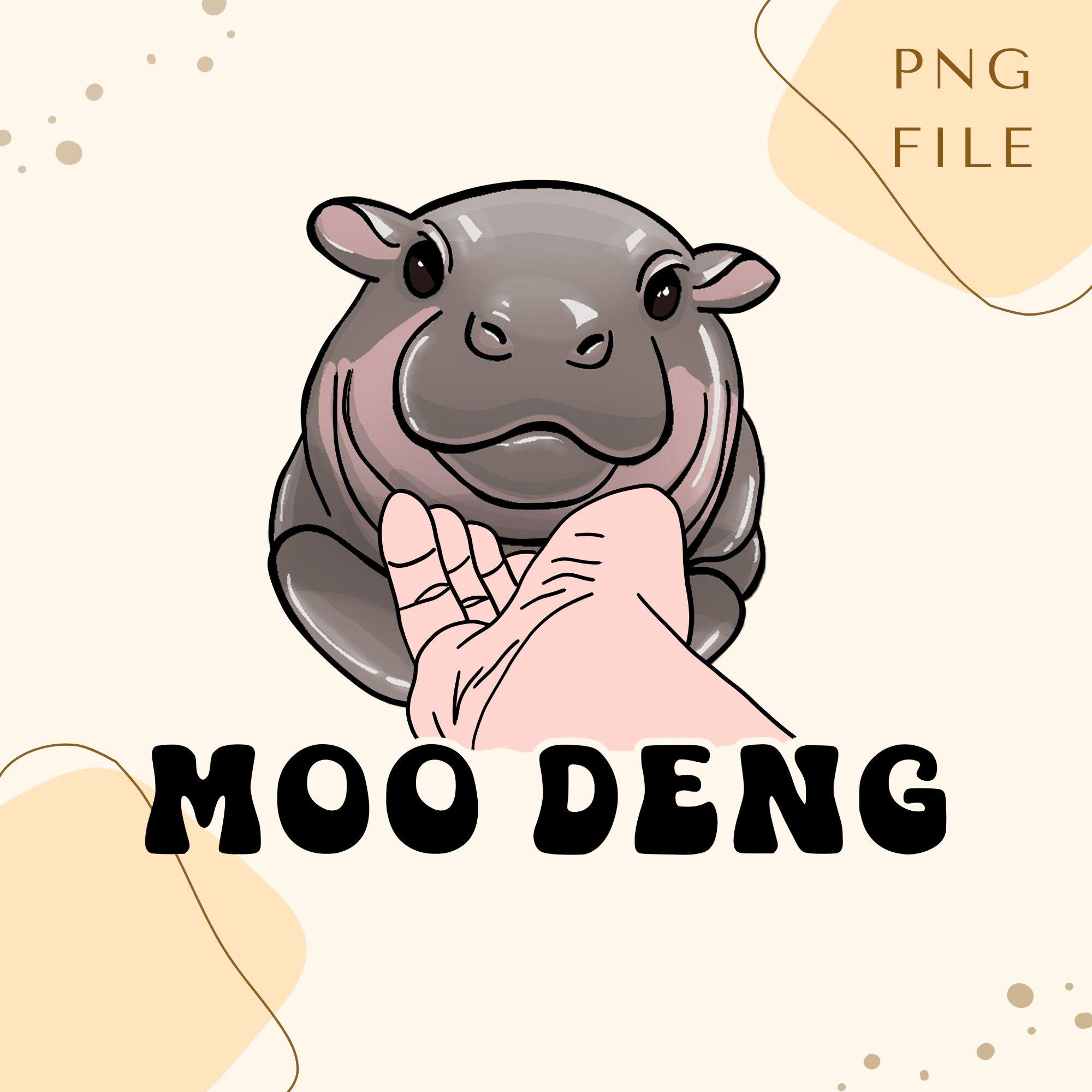 Cute Moo Deng Png, Funny Bootleg Png, Hippo Lover Png, I Love Moo Deng ...