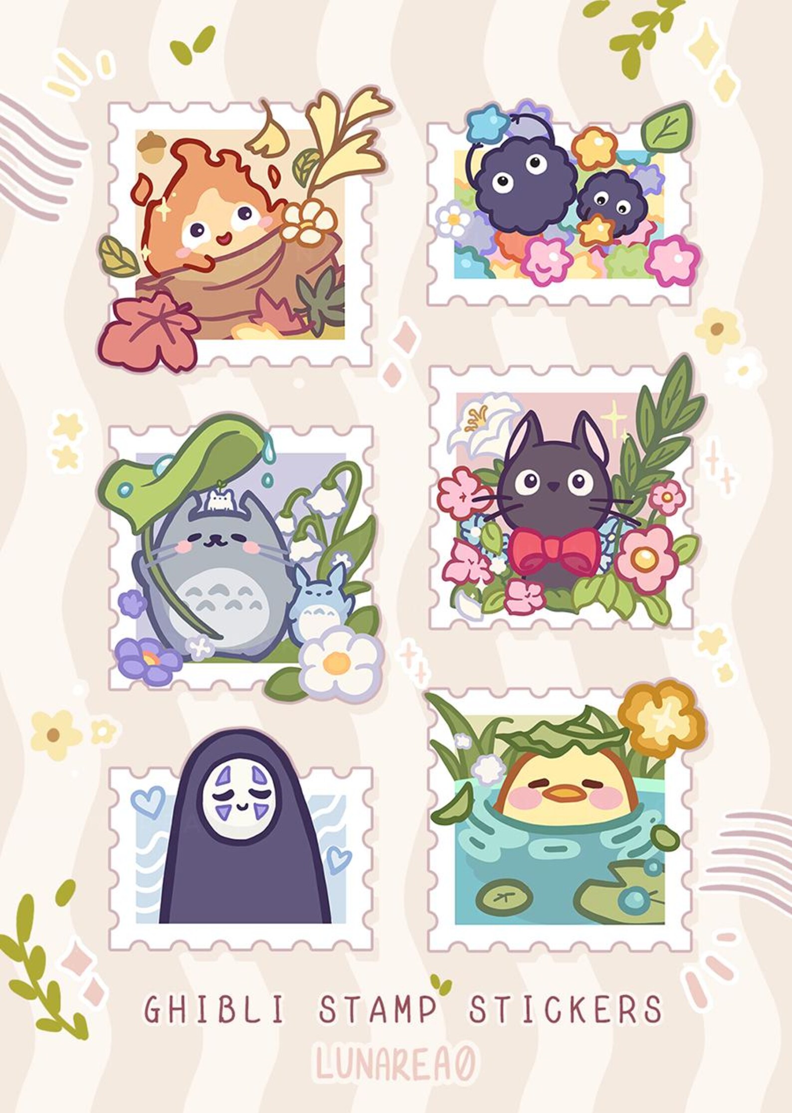 Ghibli Inspired Stamp Stickers - Etsy