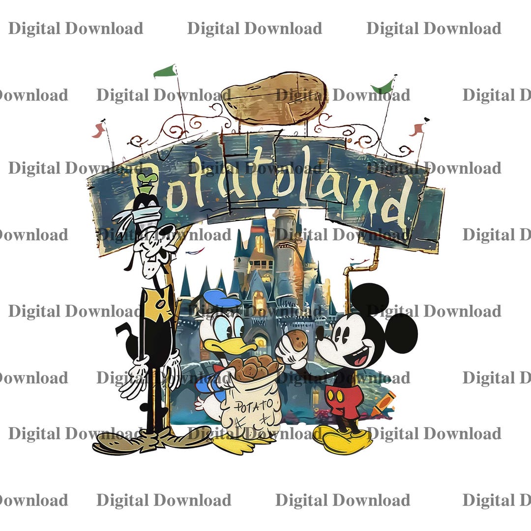 Vintage Mickey and Friends PNG SVG, Potatoland Png,castle Tee, Funny ...