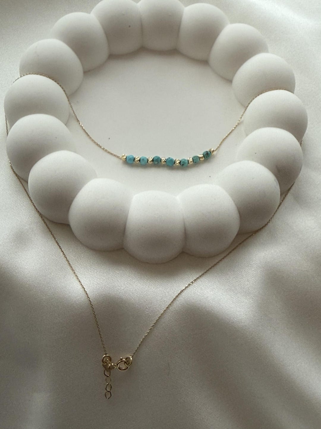 14K Solid Gold & Premium Blue Stone Necklace, Handmade Gold Jewelry ...