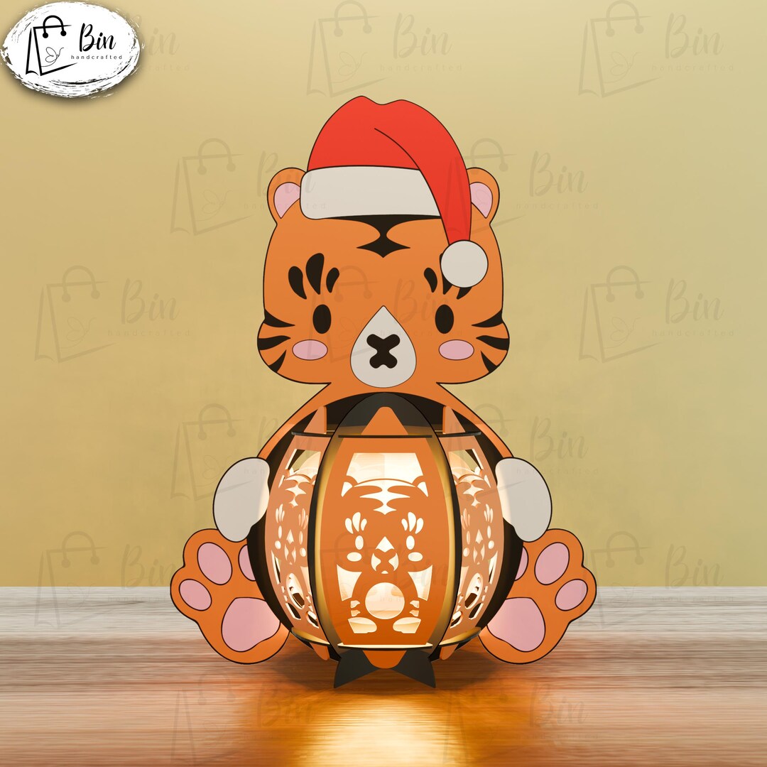 Tiger Christmas Lantern Paper Cut Svg,lantern Lamp Cut File,lantern ...