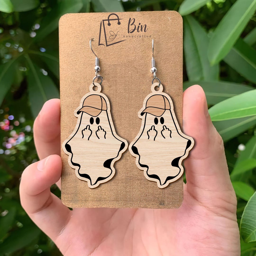 Cute Ghost Earrings SVG, Ghost Earrings SVG, Glowforge Laser SVG ...
