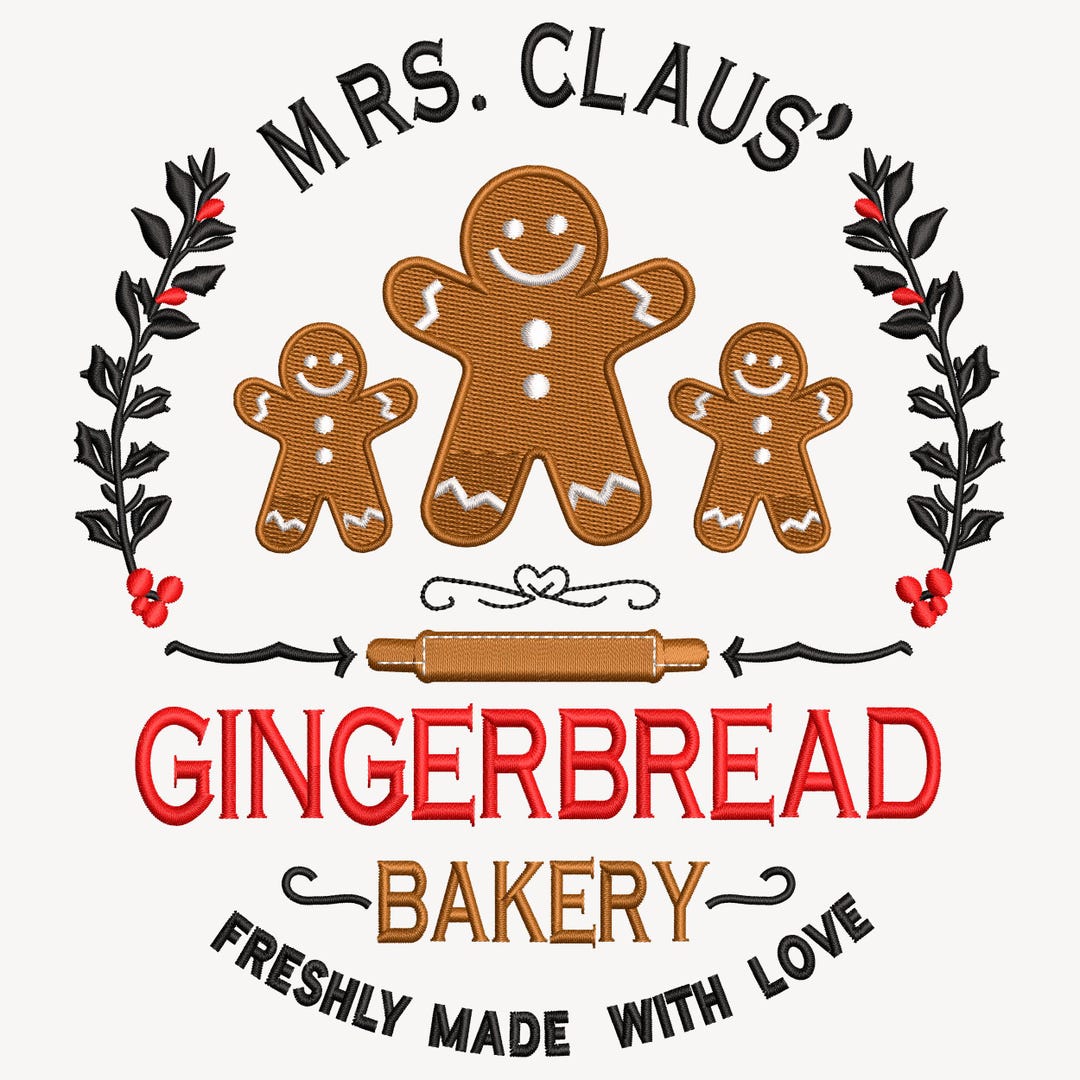 Cookie Baker Embroidery Designs, Gingerbread Bakery Embroidery Design ...