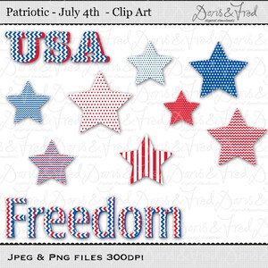 July 4th Clip Art_red White and Blue_ Usa_patriotic_royalty Free ...