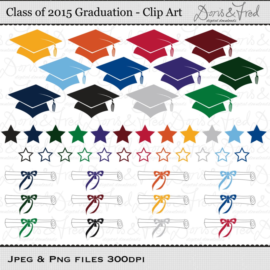Graduation Clipart Clip Art Class Colors 48 Items Royalty Free - Etsy