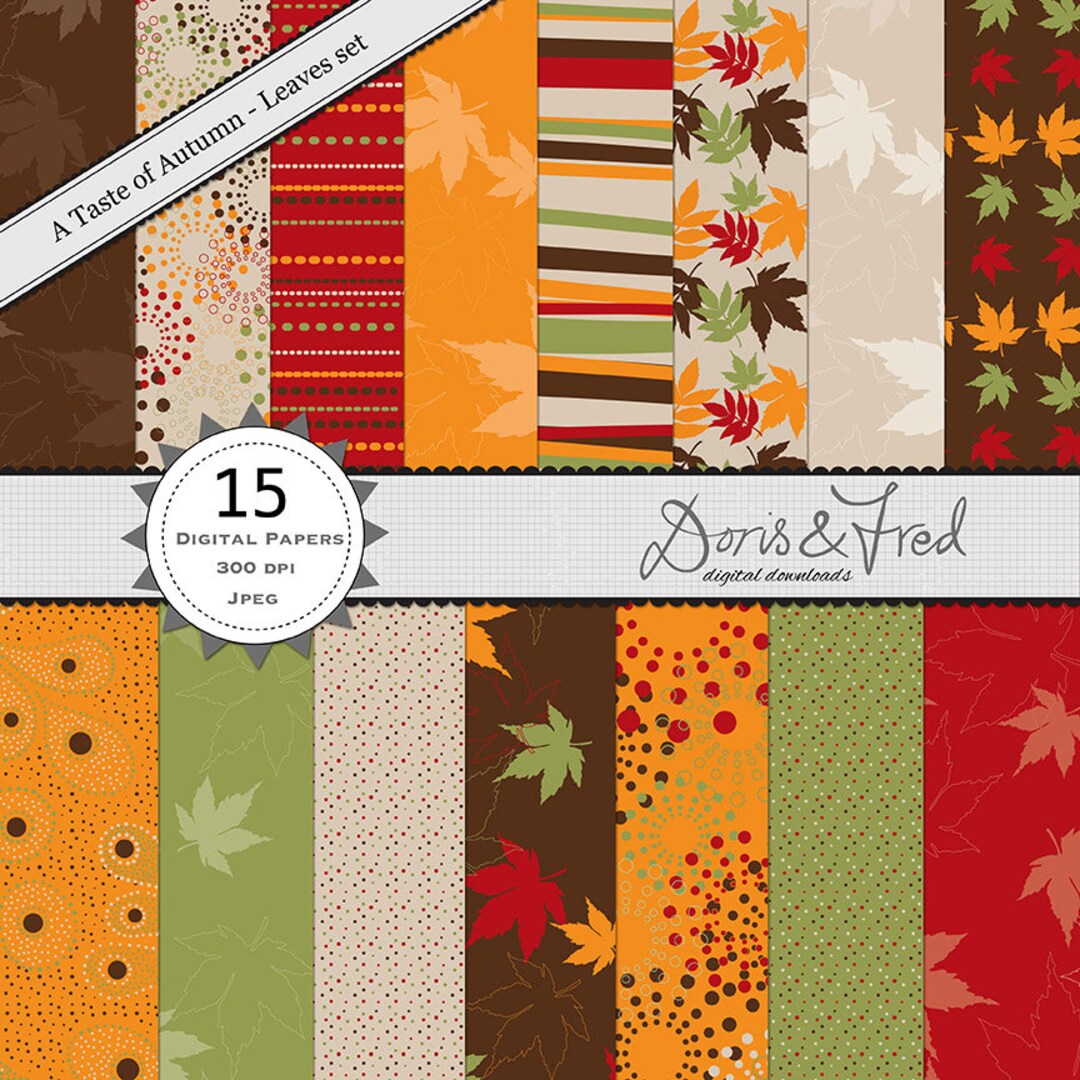 A Taste of Autumn - Leaves Set - Digital Papers for Scrapbooking, Cards ...