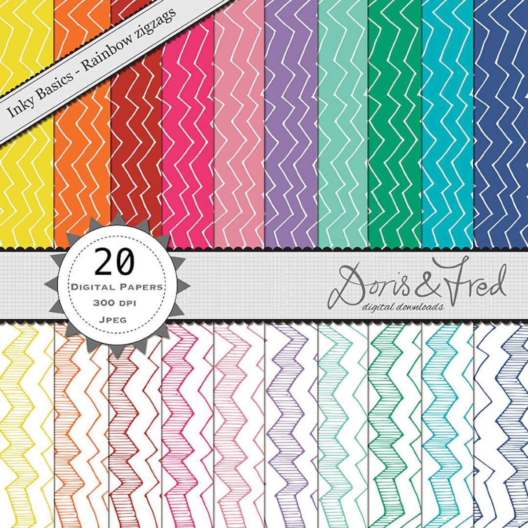 20 Digital Patterned Papers *instant Download* Inky, Basics,rainbow ...